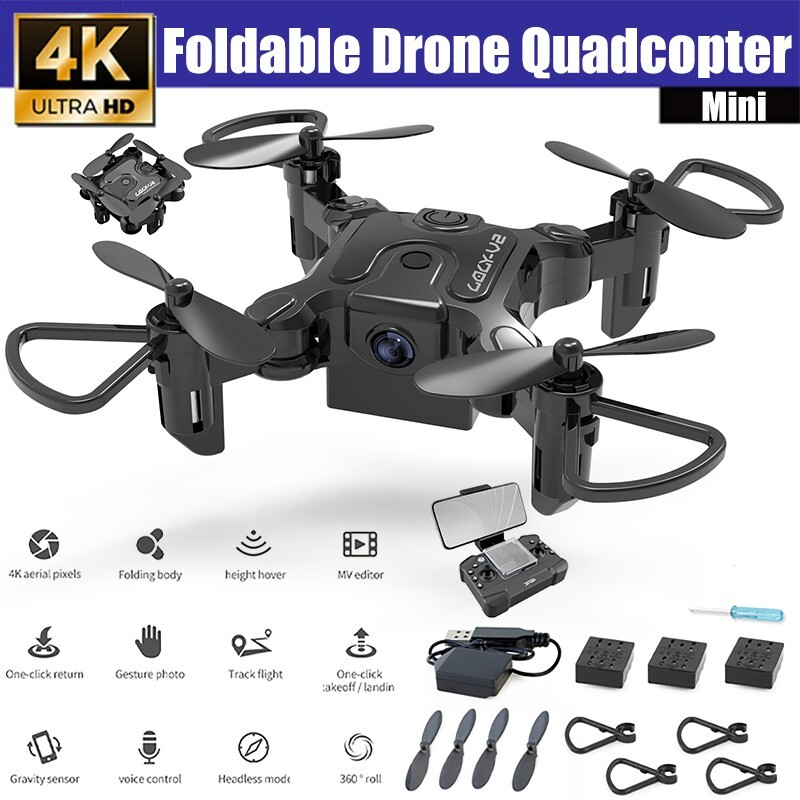 4DRC 4K HD V2 Drone Dual Camera WIFI FPV Foldable Selfie Quadcopter 3 ...