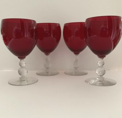 (4) RARE IMPERIAL CANDLEWICK #3800 RED WATER GOBLETS 5 7/8" TALL "MINT ...