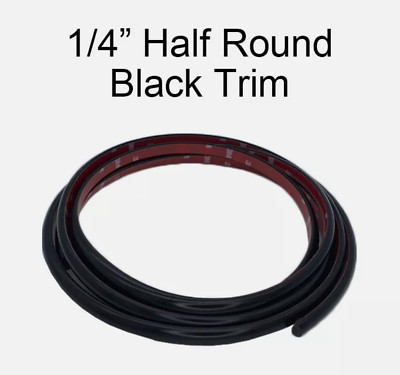 1/4'' X 20 ft HALF ROUND BLACK TRIM ACCENT BLACK MOLDING UNIVERSAL 0.25 ...