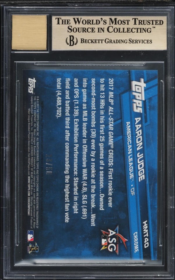 Aaron Judge RC 2017 Topps Chrome Update Autographs Gold Ref /50 BGS 9.5 ...