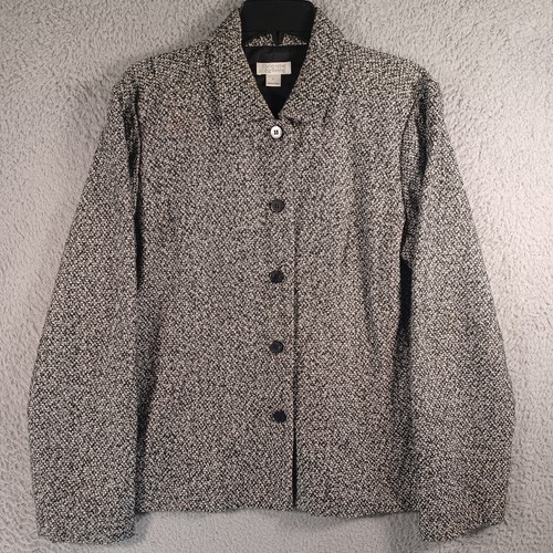 Christopher & Banks Womens Gray Button Jacket Size Large Collar Long ...