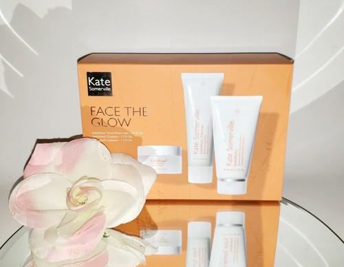 Kate Somerville Face The Glow 3pc Kit ExfoliKate Cleanser Exfoliator ...