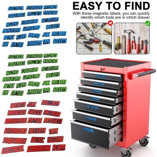 Drawer Organization Tags Magnetic Tool Box Labels Toolbox for Easy 3d ...