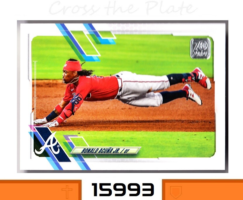 1-2021 TOPPS BASE (HORIZONTAL, SLIDING HEAD-FIRST) RONALD ACUNA JR ...