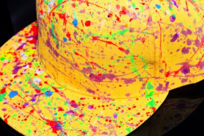 Custom splatter paint black light neon retro style trucker hat baseball ...