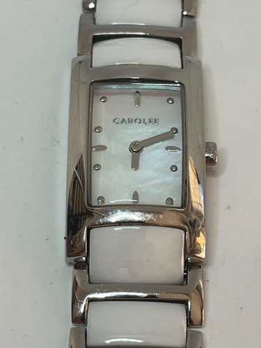Working Ladies Silver and White Ceramic Carolee Quartz Watch DY | eBay ...