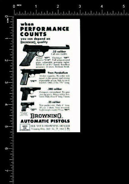 1963 Browning Automatic Pistols .22 9mm .380 .25 Gun Ad G63 | eBay