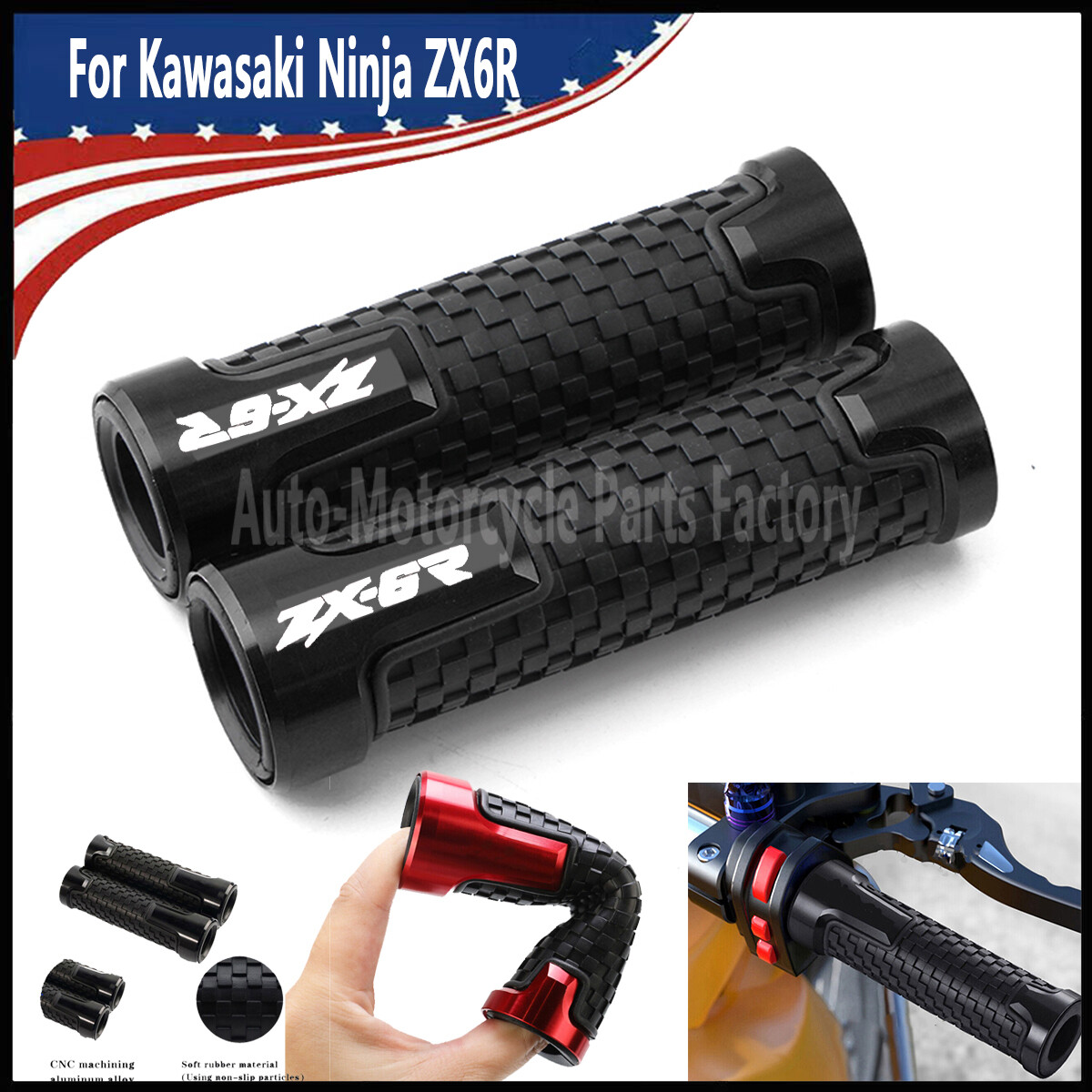 7/8" Motorcycle Gel Handlebar Grip Throttle Grip For Kawasaki Ninja ...