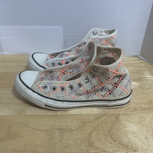 Converse CTAS Hi Top Boho Crochet Ladies Trainers Egret Multi 568277C 8 ...