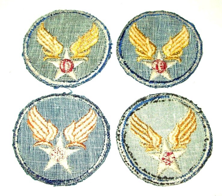 LOT OF 4 ORIGINAL EMBROIDERED TWILL WW2 AAF AIR FORCE HQ / COMMAND ...