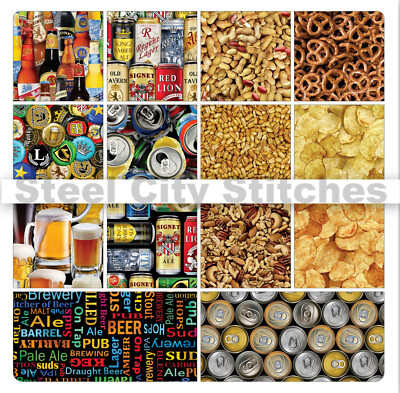 Ale House Beer Snacks Party Food Cotton Fabric Fat Quarter Set (14 FQ ...