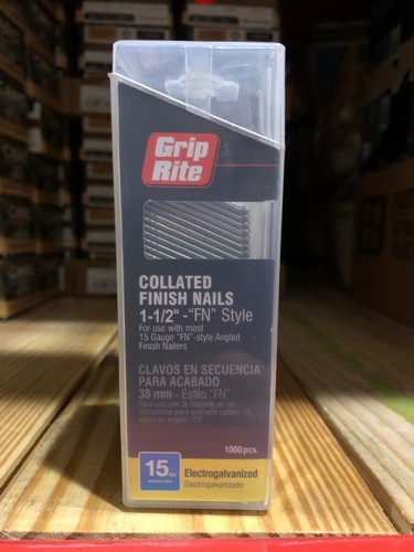 Grip Rite 15 GA Electrogalvanized “FN” Style 1-1/2” Collated Finish ...