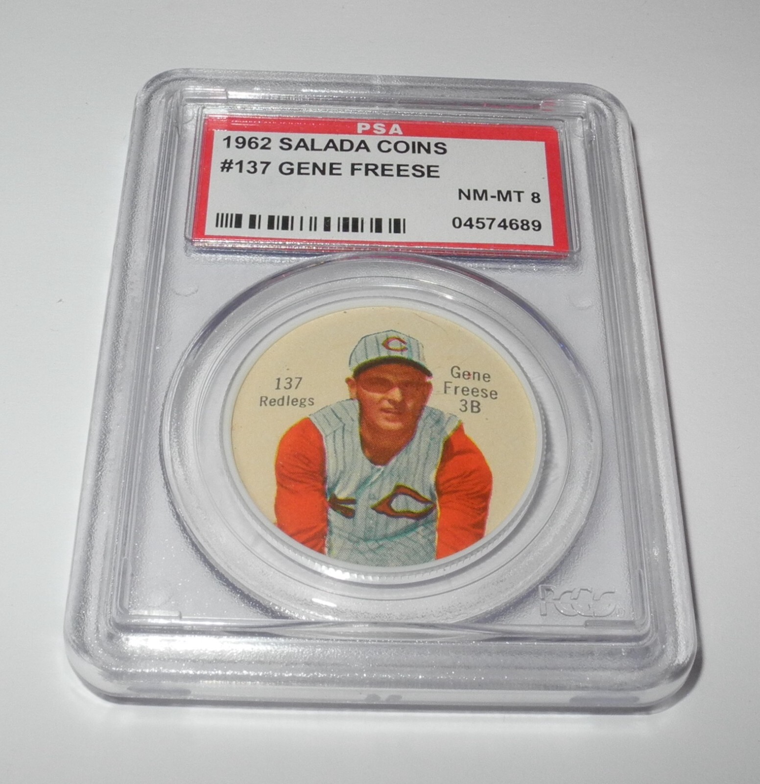 1962 Salada Tea Baseball Coin Pin #137 Gene Freese Cincinnati Reds PSA ...