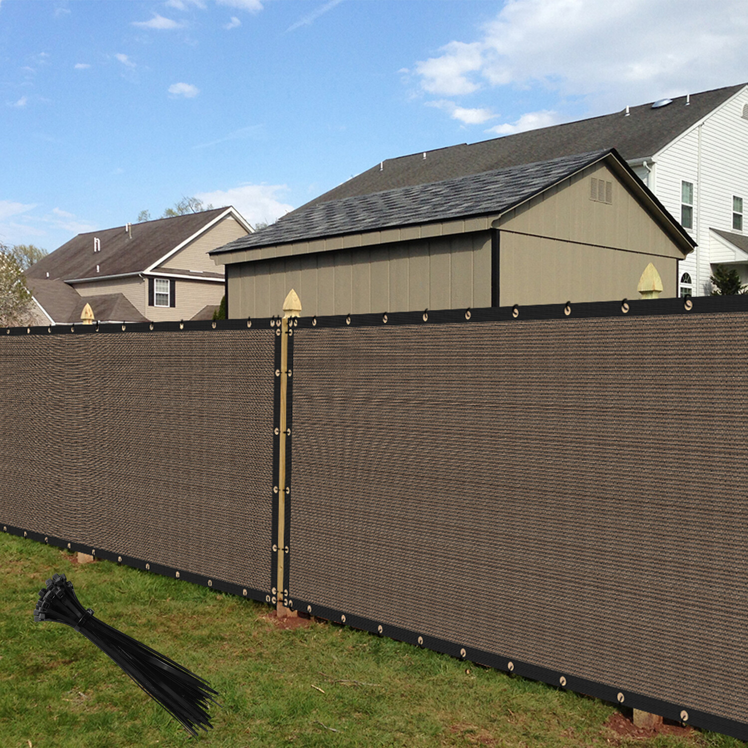 Customize 5ft Tall Brown Privacy Screen Fence Windscreen Mesh Shade ...