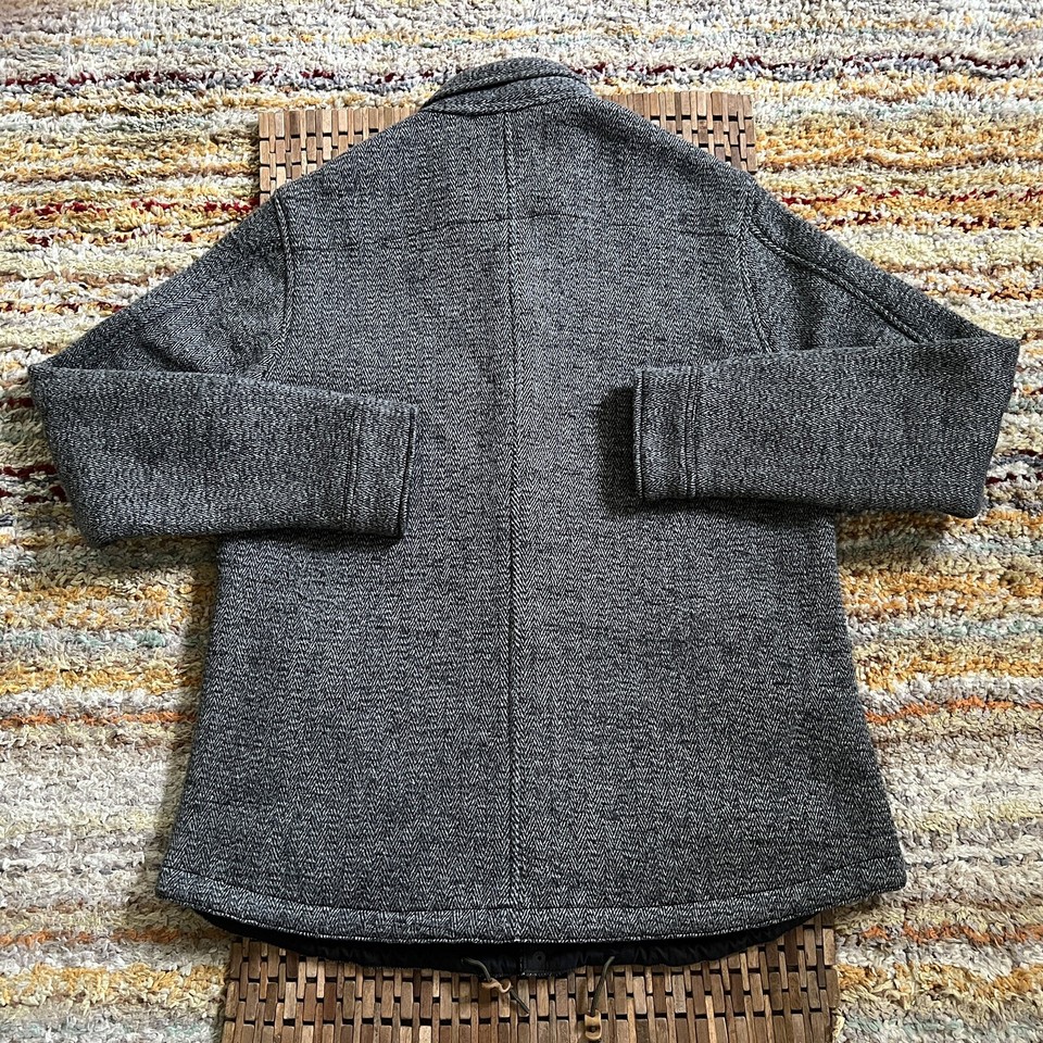 Huckberry Relwen CPO Snap Jacket Heather Grey Fleece Lined Long Sleeve ...