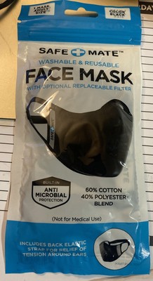 Safe+Mate Washable & Reusable Cloth Masks Including Filter Single Pack ...