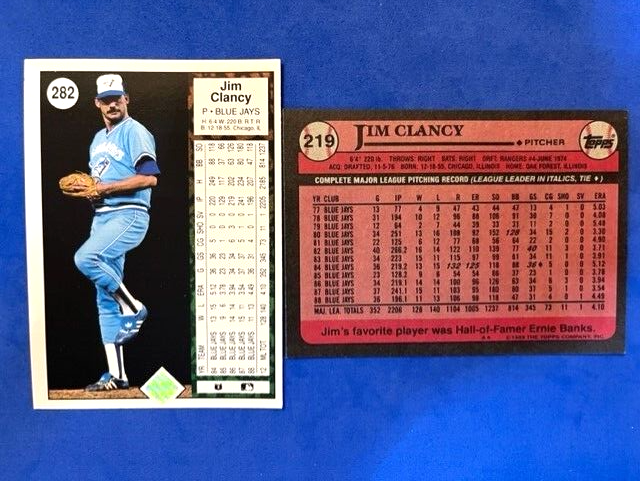 MLB - Jim Clancy 1989 Upper Deck & 1989 Topps Baseball - Blue Jays | eBay