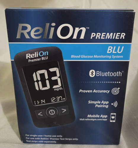 New ReliOn Premier BLU Meter Bluetooth Blood Glucose Monitoring System ...