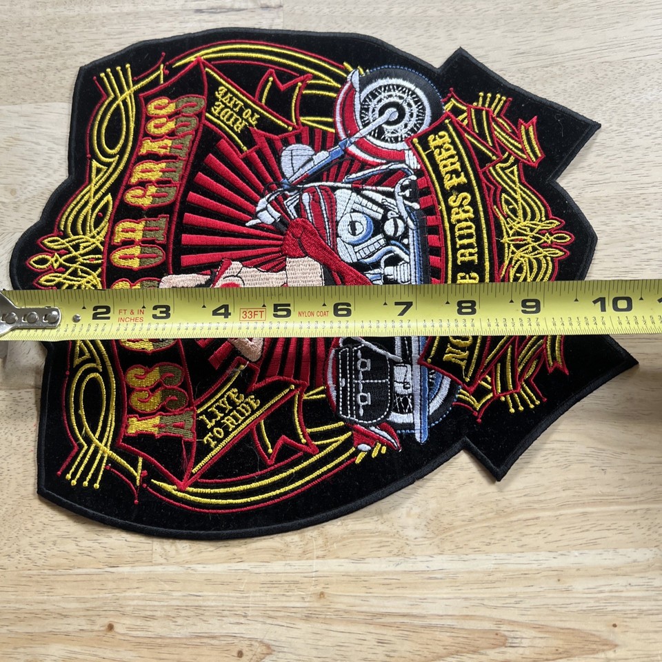 Ass Gas Or Grass No One Rides For Free Large Embroidered Motorcycle ...