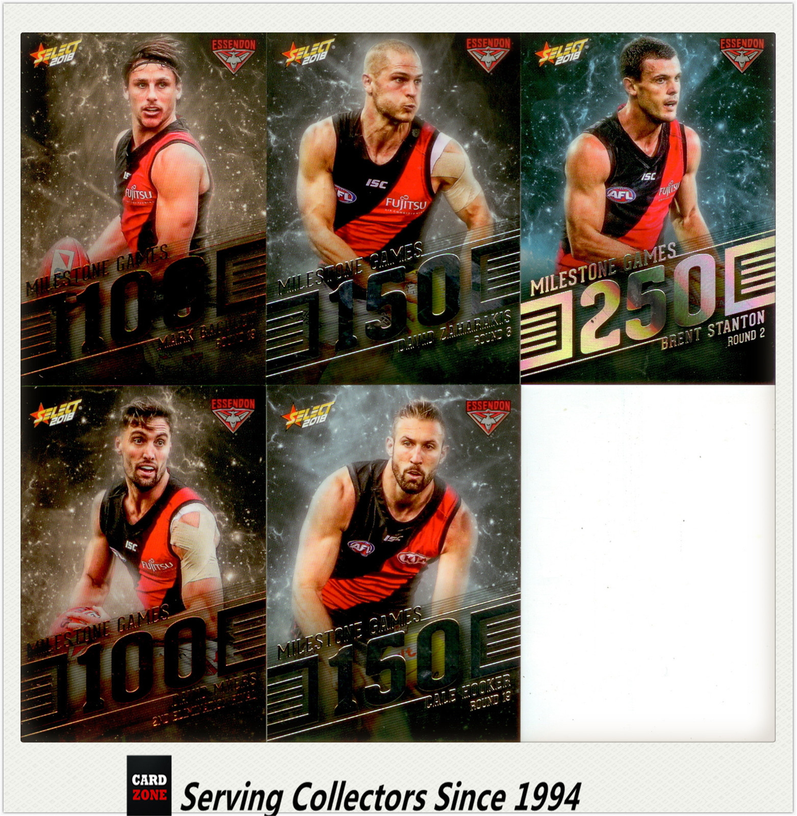 AFL Trading Card MILESTONES SUBSET MASTER TEAM SET-ESSENDON-2018 Footy ...
