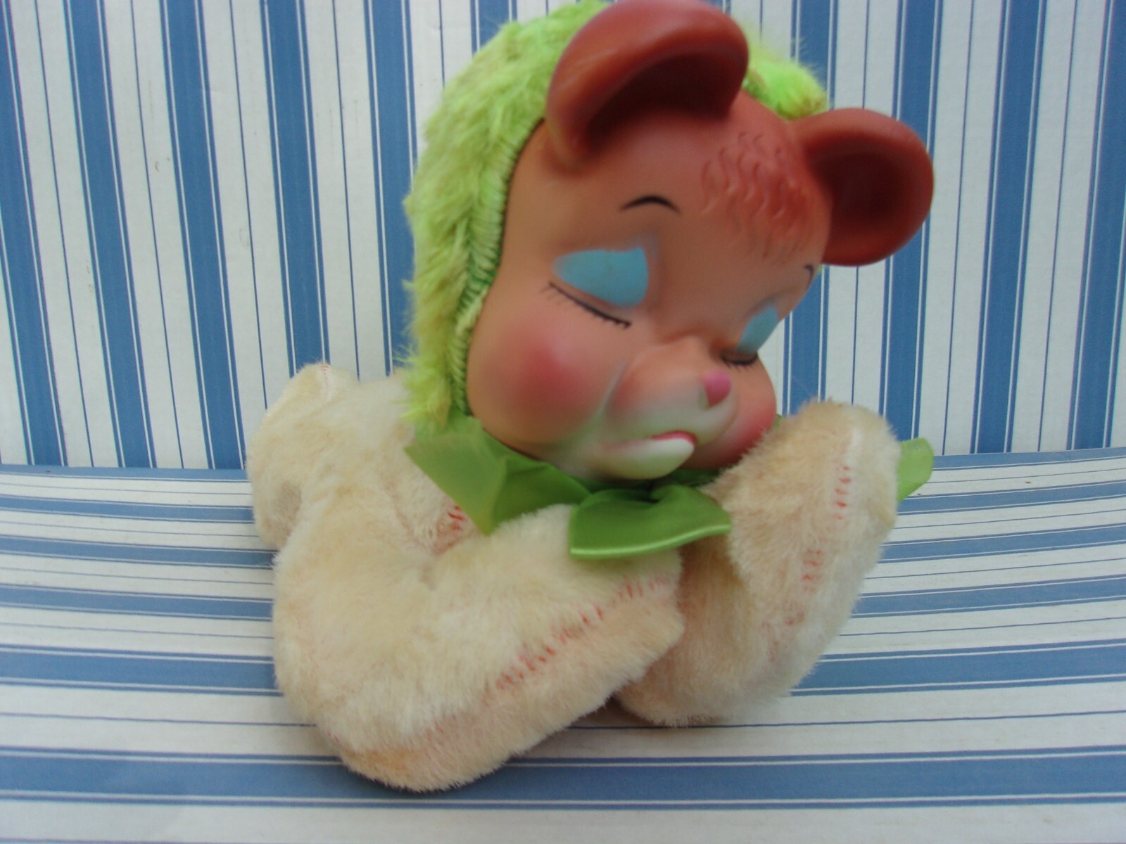 vintage rushton toys baby Stuffed Plush doll hand painted hard rubber ...