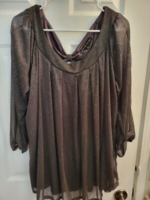 Always Indigo Blouse Women 2X Gray Silver Sparkle Glitter Elegant ...