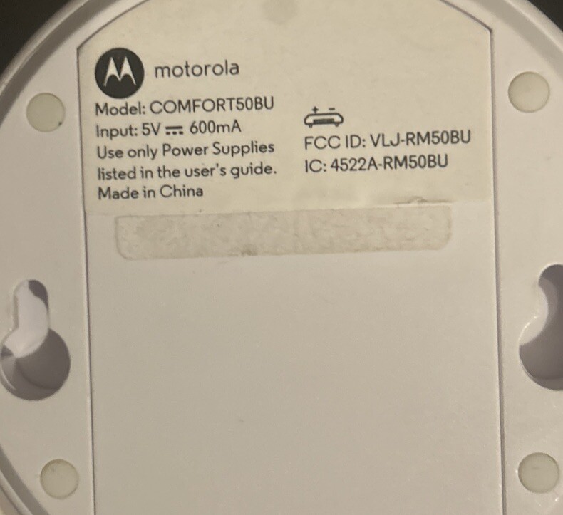 Motorola Comfort 50BU Camera Hubble Baby Monitor System Only Audio ...