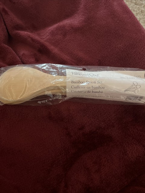 Pampered Chef Bamboo Spoon Set of 3 #1672 for sale online | eBay