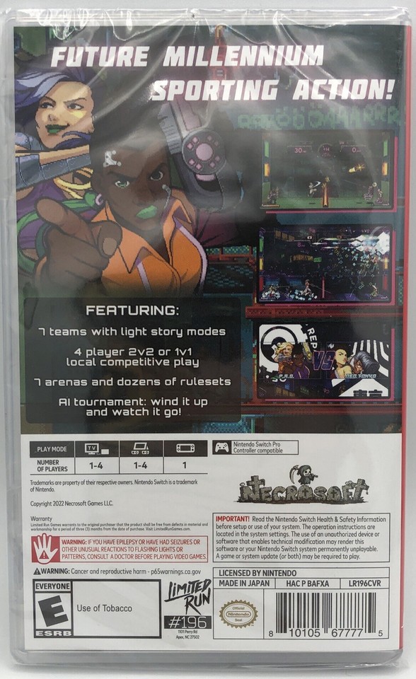 HYPER GUNSPORT - NINTENDO SWITCH Game ESRB Release Limited Run #196 ...