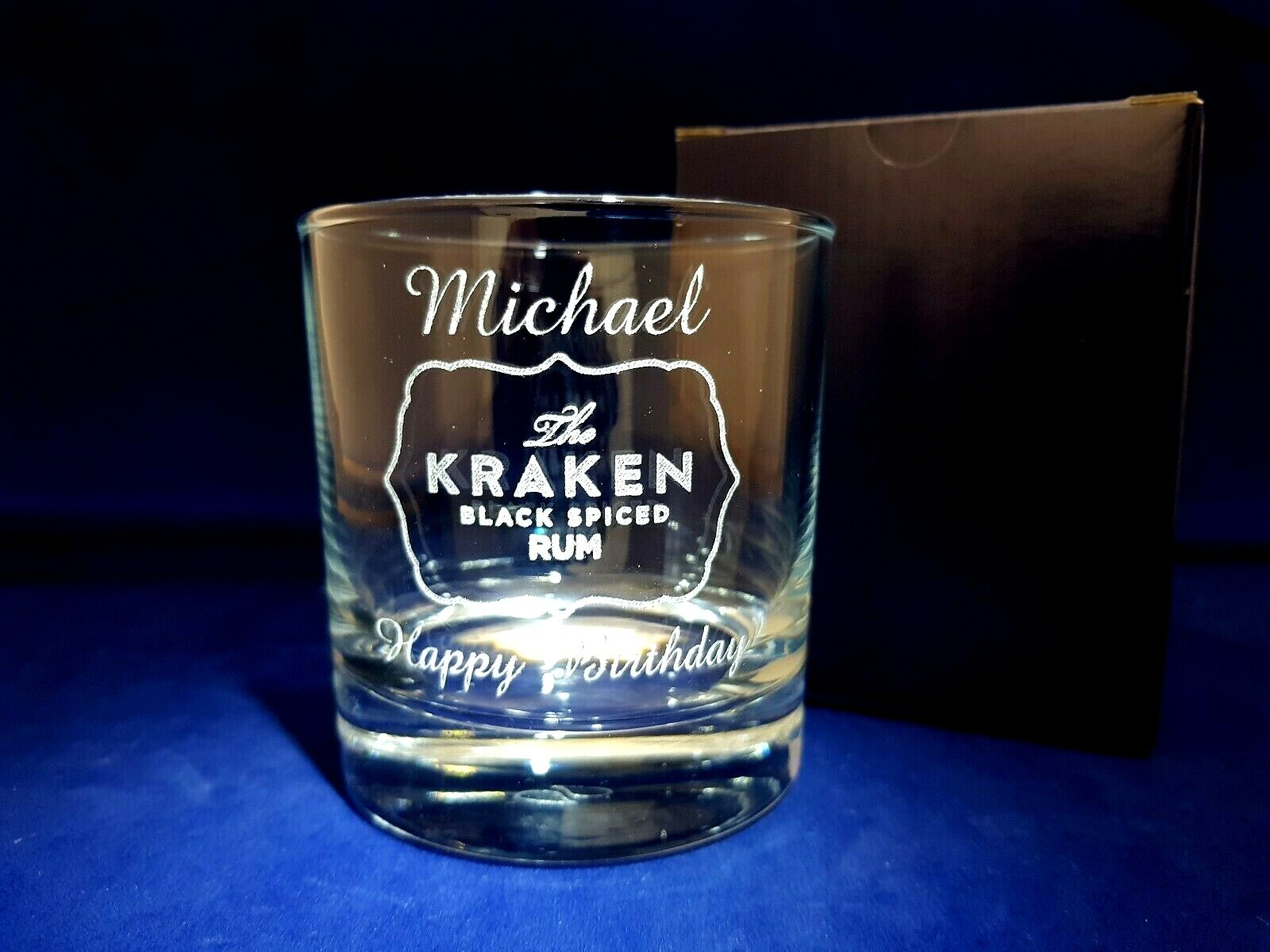 PERSONALISED ENGRAVED KRAKEN RUM GLASS RUM GLASS GIFT BOXED ANY TEXT ...