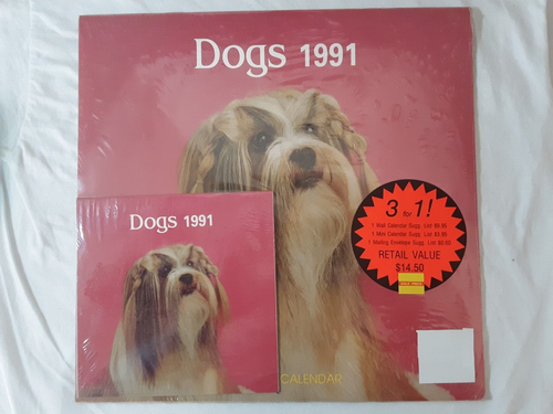 Dogs 1991 Calendars 12x12, 6x6 FREE SHIPPING rare collectible NEW 1 ...
