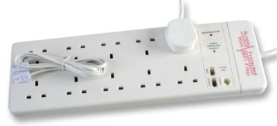 PRO ELEC - 10 Gang Surge Protected Extension Lead, White 2m | eBay UK