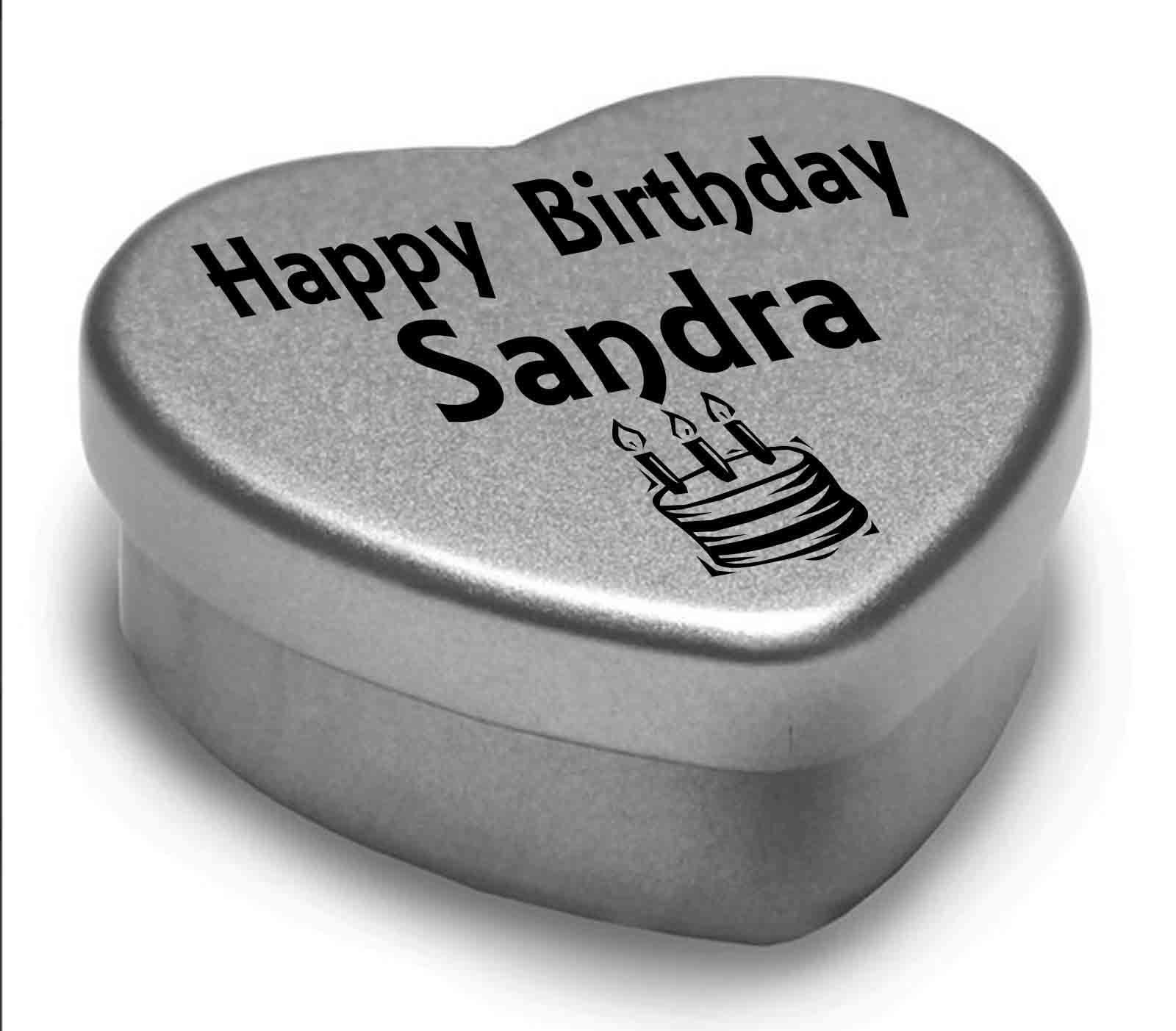 Happy Birthday Sandra Mini Heart Tin Gift Present For Sandra WIth ...