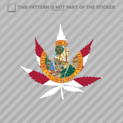 Florida Flag Weed Marijuana Leaf Sticker Self Adhesive Vinyl 420 hemp ...