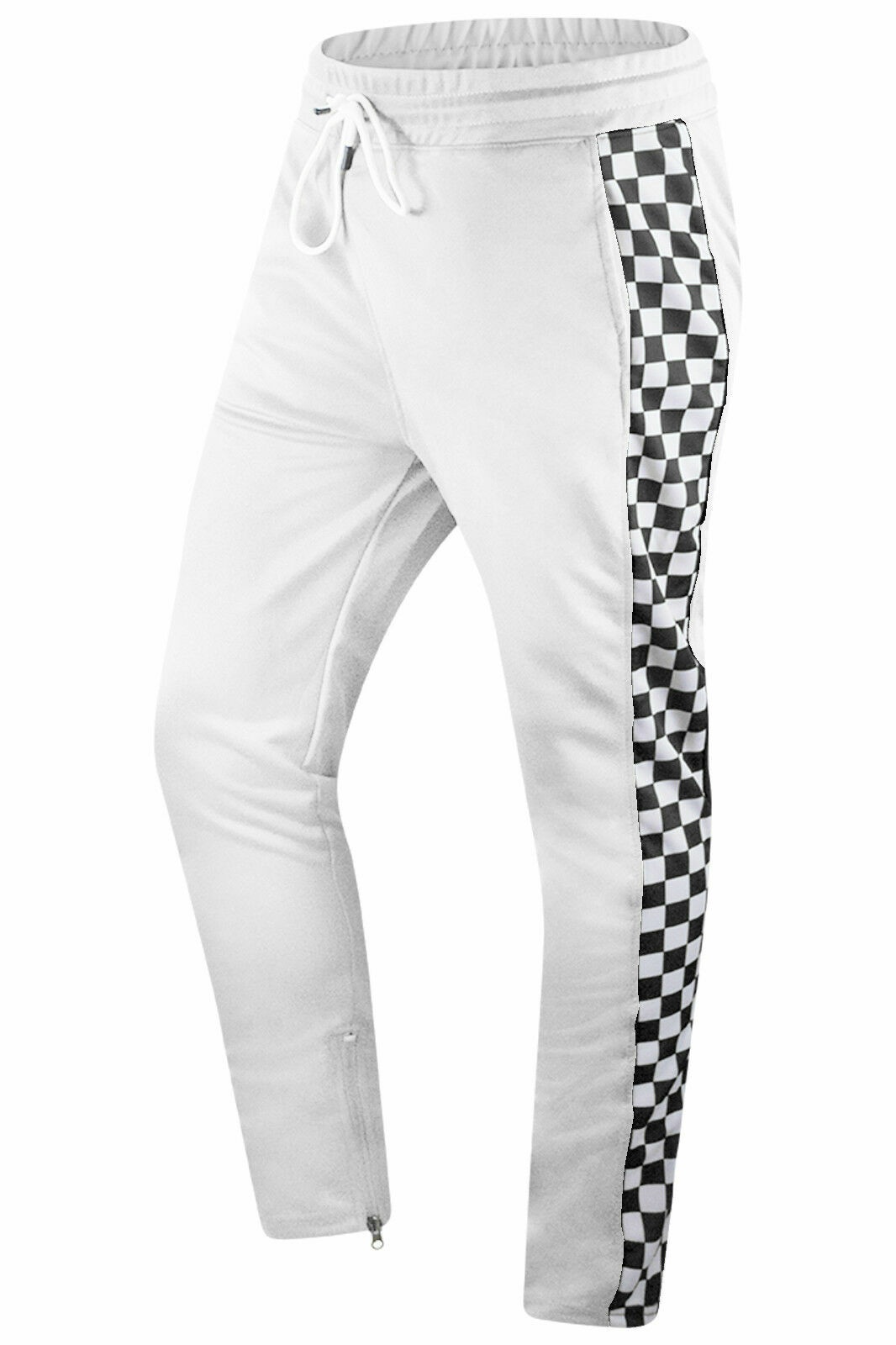 Checkered Track Pants Printed Tape Colorblock Premium Slim fit three ...