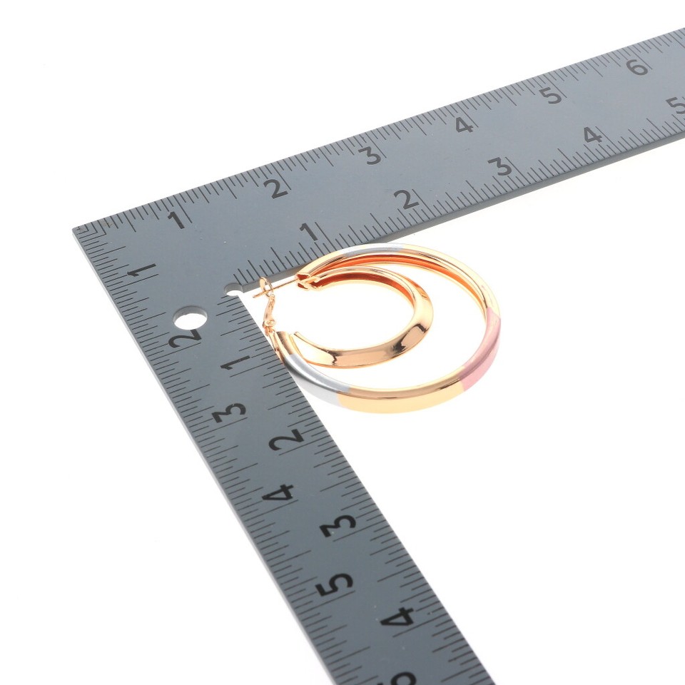 Three Tone Gold Plated Hoop Earrings OYE576-GLD | eBay