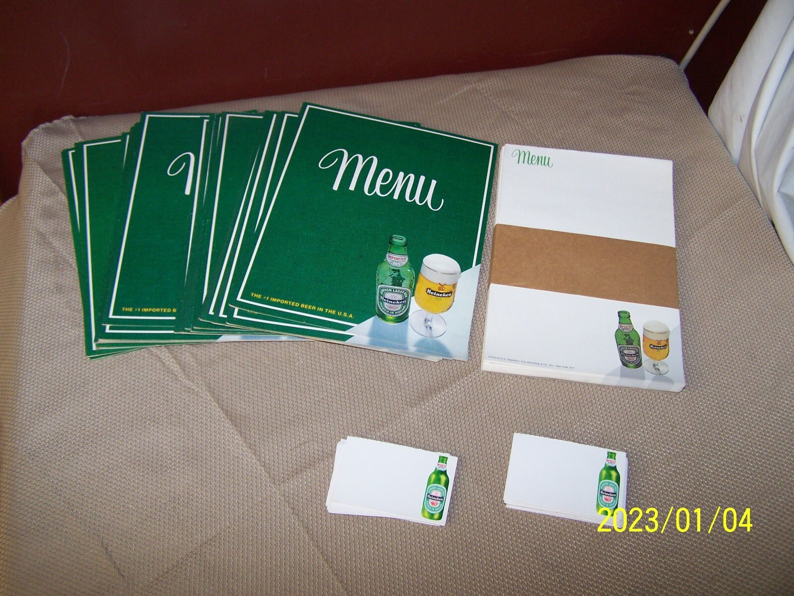 LOT OF 29 VINTAGE HEINEKEN MENU'S + INSERTS AND CARDS ~ VAN MUNCHING ...