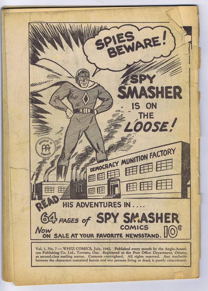 Whiz Comics V1 #7 Anglo-American Pub 1942 CANADIAN EDITION (READING ...