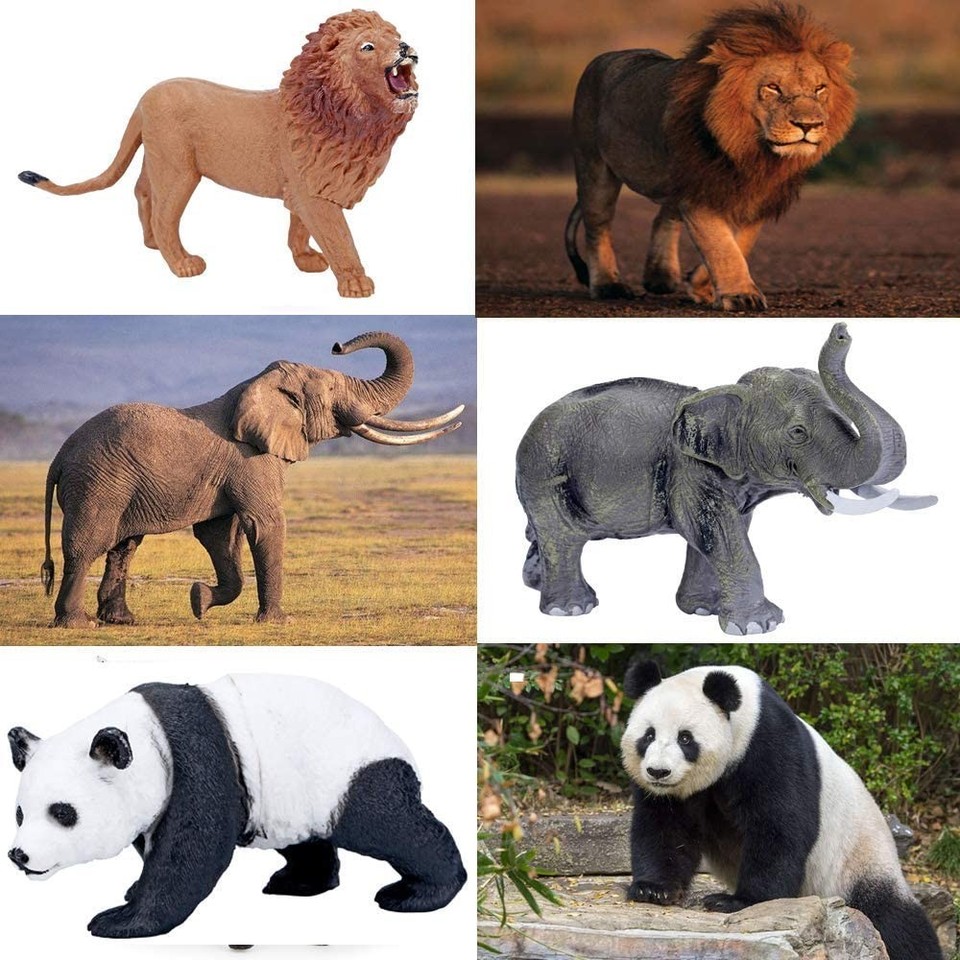 Safari Animals Figures Toys, Realistic Jumbo Wild Zoo Animal Figurines ...