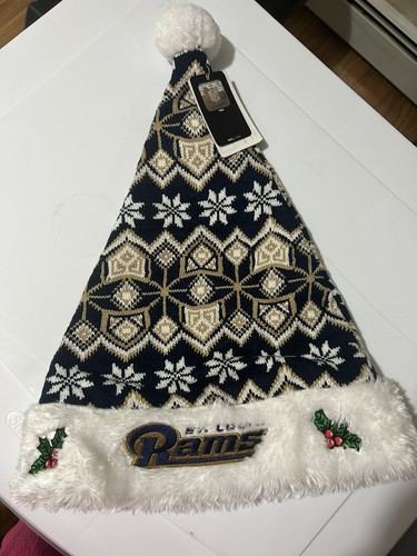 New St. Louis Rams Christmas Santa Hat Blue White Embroidered Pom NFL ...