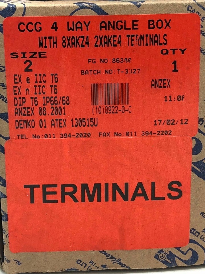 CCG Posifit 2 4 Way Angle Junction Box Ex DIP Atex 7.7W 550V IP68 ...