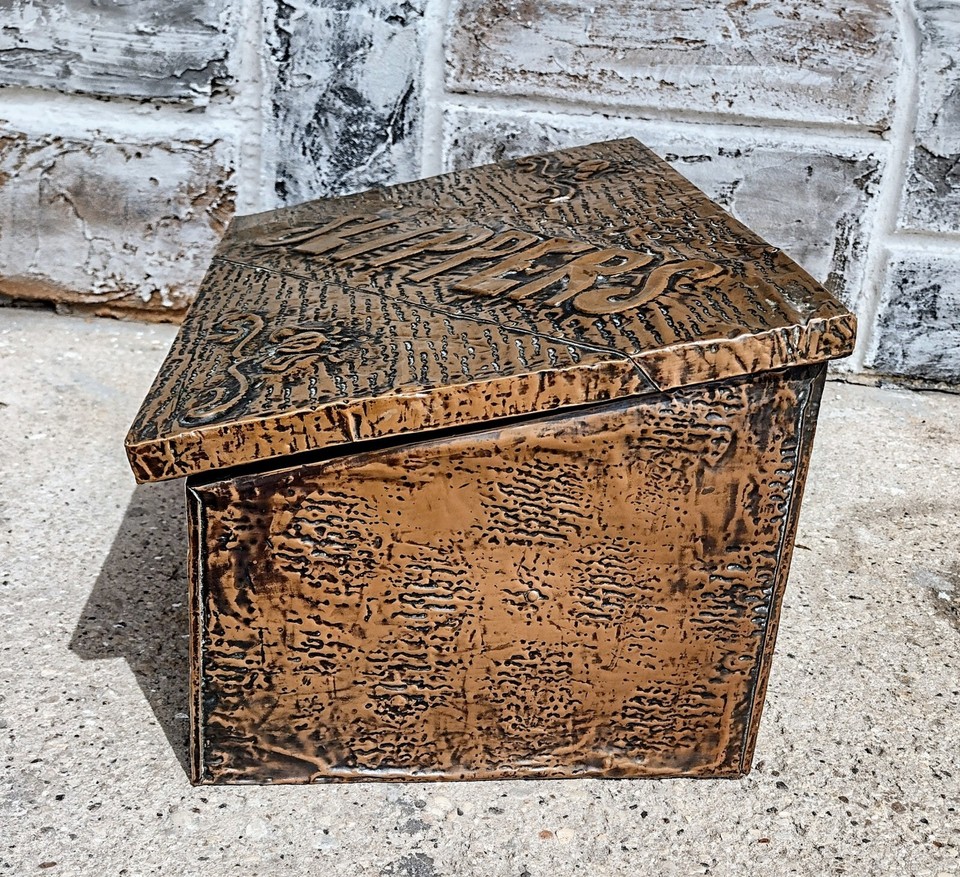 Antique Arts & Crafts Hammered Tooled Copper Slippers Storage Box | eBay
