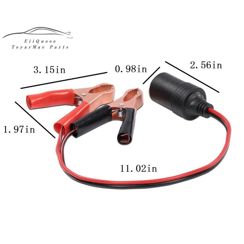 Car Socket 12V Battery To Cigarette Lighter Adapter Alligator Clamp ...