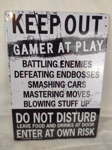 Keep Out GAMER AT PLAY 8.5" x 11.5" Metal Tin Funny Gaming Sign DO NOT ...
