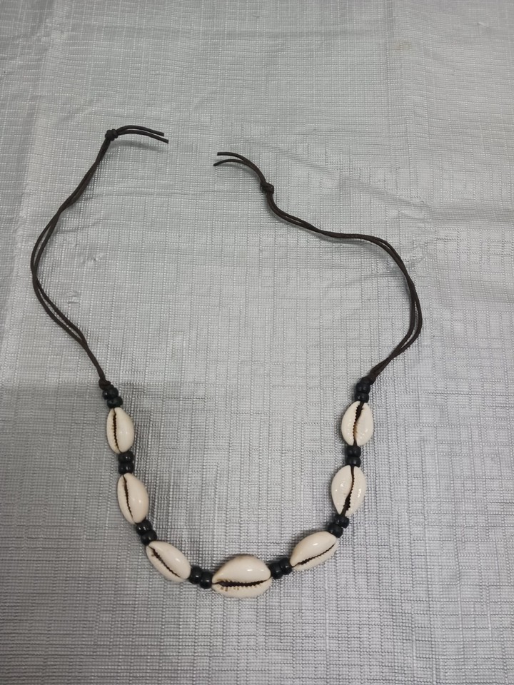 Cowrie Shell Black Leather Corded necklace | eBay