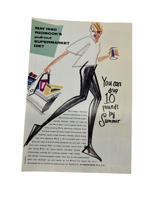 May 1990 Redbook Magazine Pull Out Supermarket Diet by Densie Webb ...
