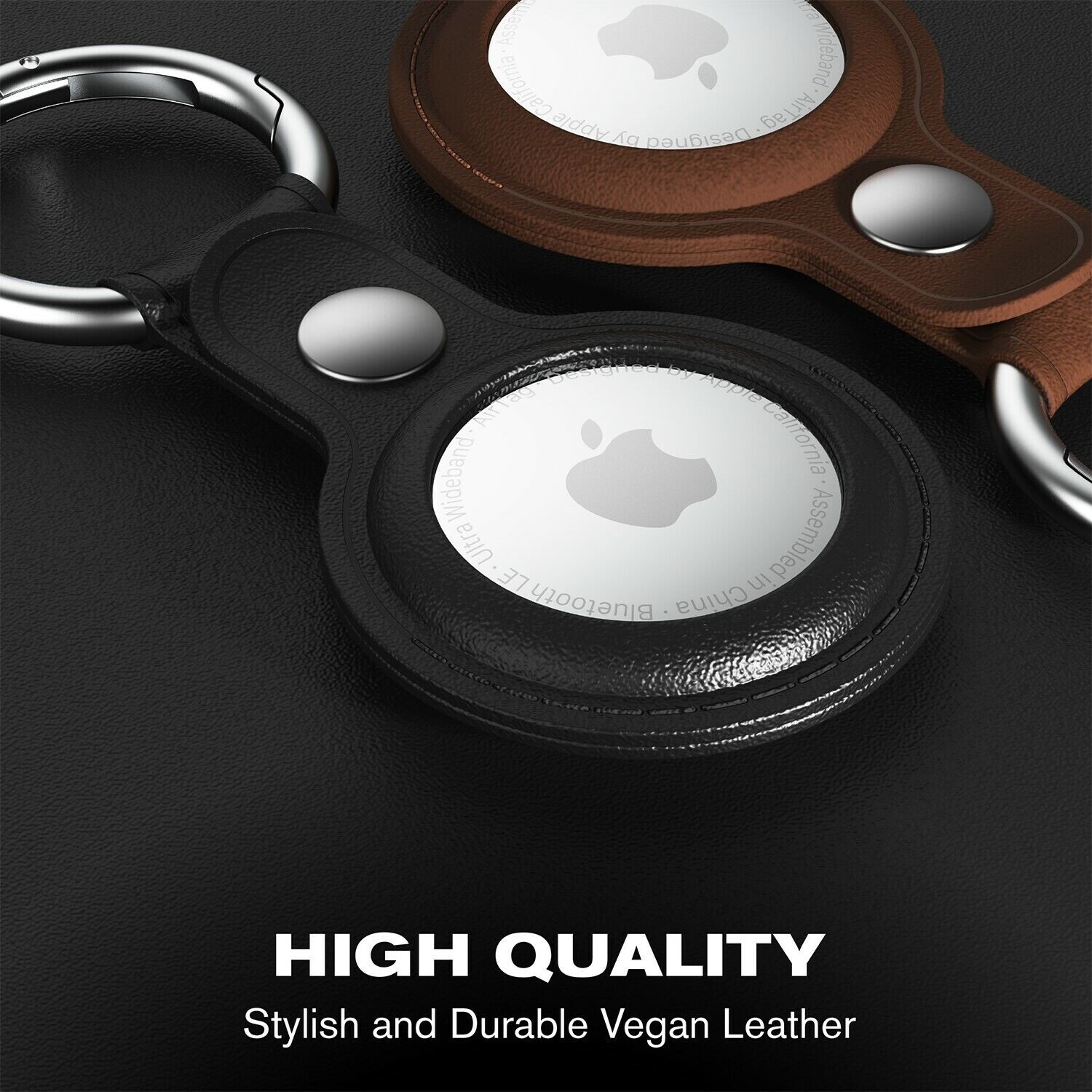 Vena 2x Leather Case Air Tag Cover Keychain Sleeve Shell Skin For Apple ...