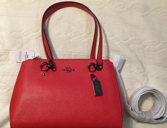 Coach Etta Carryall Crossgrain Leather Deep Red 76938 for sale online ...