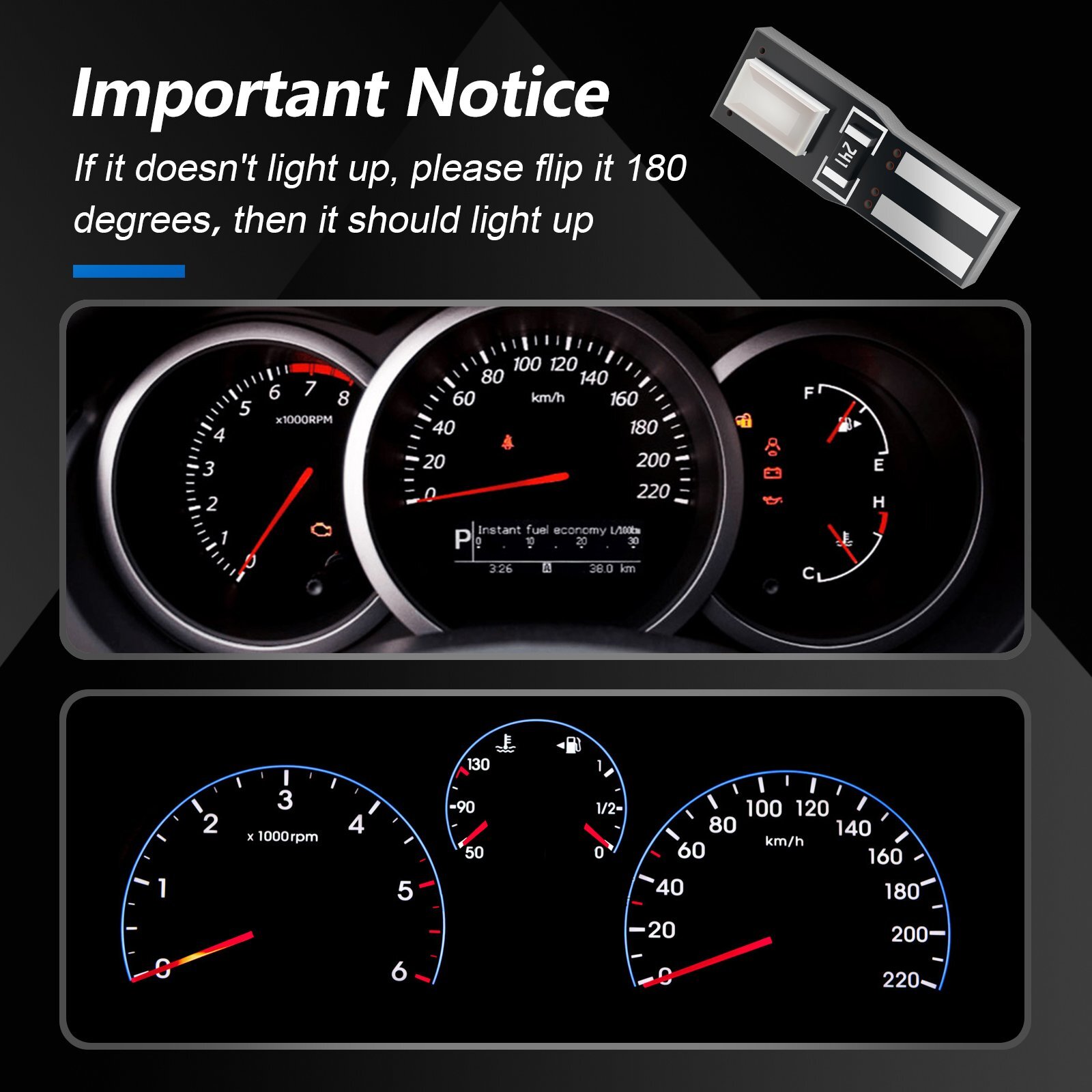 20pcs T5 Blue 5630 LED Speedometer Instrument Gauge Cluster Dash Light ...