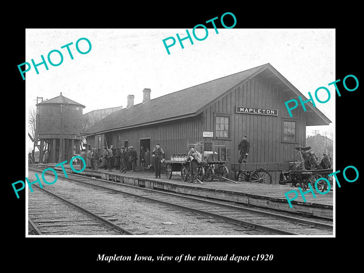 OLD 8x6 HISTORIC PHOTO OF MAPLETON IOWA THE RAILROAD DEPOT STATION ...